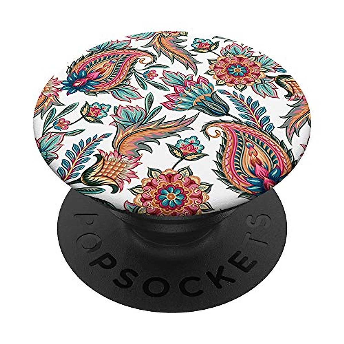 White Background Red Blue Leaves Flower Paisley PopSockets PopGrip: Swappable Grip for Phones & Tablets