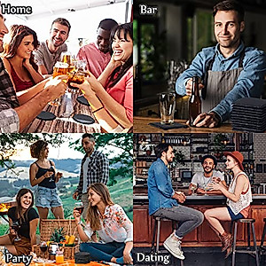 24 Pieces Slate Coasters Black Slate Stone Coasters Bulk Round and Square Stone Cup Coaster Set with Natural Rough Edge for Drinks Home Table Bar Kitchen Housewarming Gift