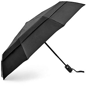 ﻿EEZ-Y Travel Umbrellas for Rain - Wind Resistant w/Open Close Button - Black