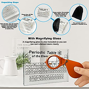 BEWITU Periodic Table with Real Elements Inside, Acrylic Periodic Table with Flannel Bag, Large Periodic Table of Elements, Chemistry Gifts for Kids Adults Teacher(8.3" x 5.5")