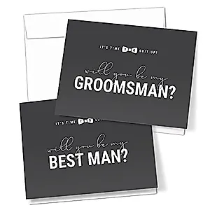 Hat Acrobat Groomsman Proposal Cards 8 Will You Be My Groomsman and 2 Best Man Cards with Envelopes | Set of 10 Groomsmen Cards