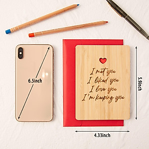 Valentines Day Cards, Anniversary Card for Wife Husband, I Love You This Much Wood Valentines Day Cards, Handmade Love Cards Valentine Card Valentines Day Gifts for Him Her