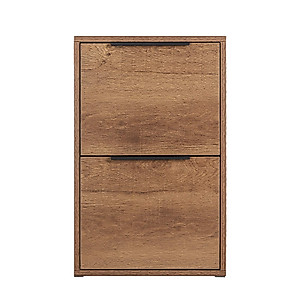 2 Drawer File Cabinet Wood, Pressed Wood File Cabinets for Hanging Letter Size,Vertical Storage Under Desk Filing Cabinet for Home Office,Brown