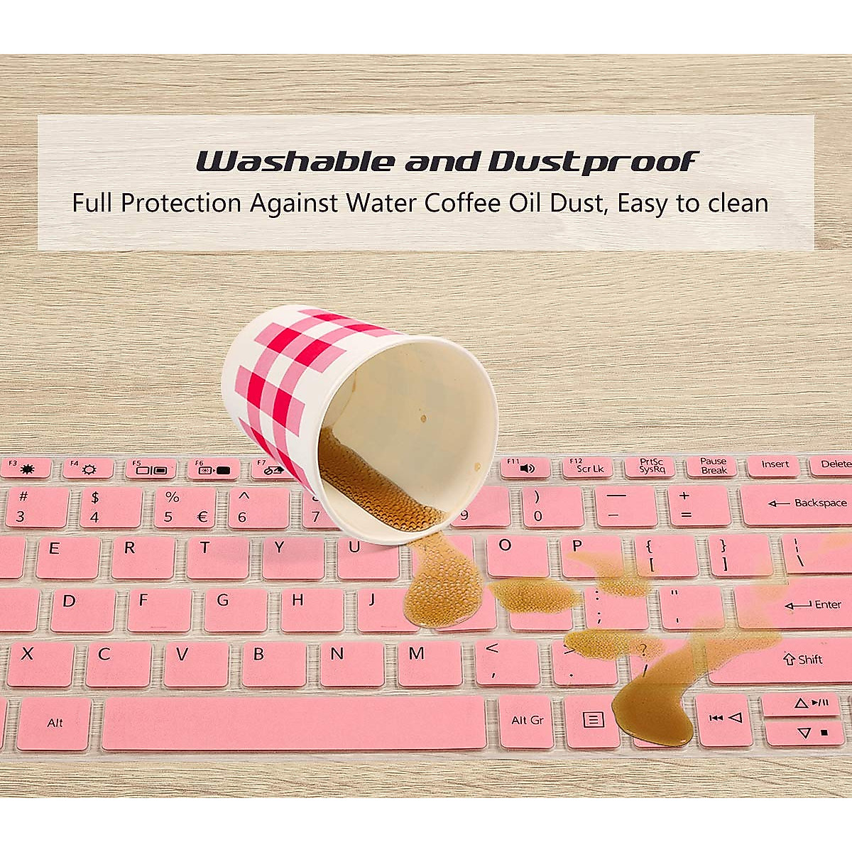 Keyboard Cover Skin for 15.6" Acer Aspire 3 A315-54 A315-55 A315-56 A315-57 A315-58, Acer Aspire 5 Slim 15.6 inch A515-45 A515-56 A515-46 A515-43 A515-54 A515-54G A515-55 A515-55T/55G, Pink