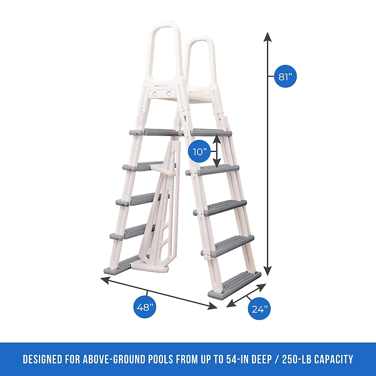 Blue Wave NE1202 Heavy Duty A-Frame Ladder for Above Ground Pools,White/Gray