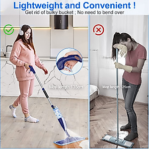 Beyoco Microfiber Spray Mops for Floor Cleaning with 3pcs Reusable Washable Pads - Flat Floor Mop with Refillable Bottle, Dry Wet Dust Mop with Sprayer for Hardwood Laminate Tile Wood Kitchen Floors