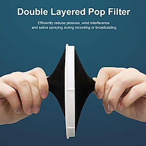 Professional Microphone Isolation Ball with 2-Layered Pop Filter, High Density Foam Great Noise Cancellation