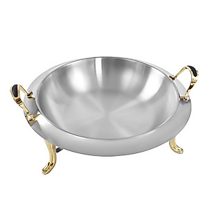 Fetcoi Round Chafing Dish, 3.17QT Stainless Steel Buffet Warmer Tray with Lid and Chafing Fuel Holder for Kitchen Party Dining Buffet Catering Event Parties (Gold)