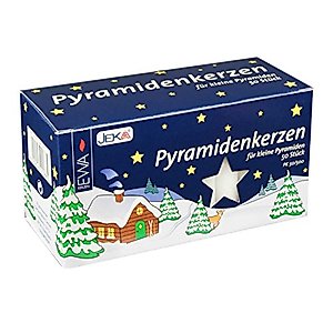 Jeka White 14mm Diameter Pyramidenkerzen German Candles, Set of 50