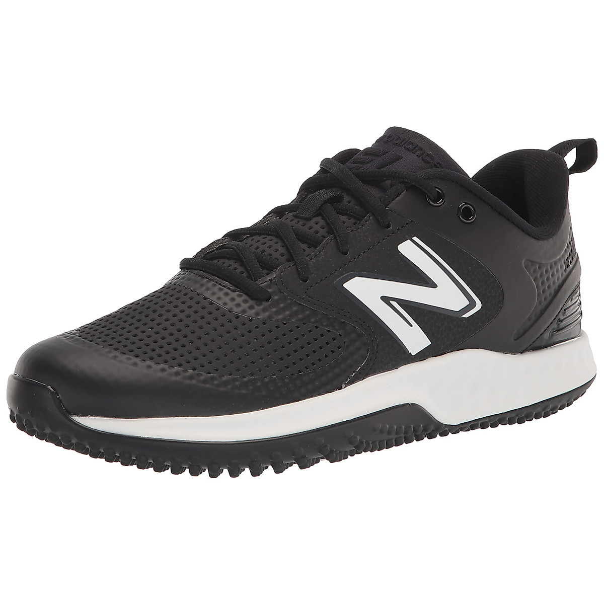 New Balance Women's Fresh Foam Velo V3 Turf-Trainer Softball Shoe, Black/White Synthetic, 8 Wide
