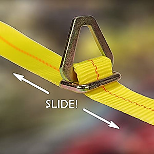 DC Cargo 2 Pack Ratchet Axle Strap Tie Downs (2" Wide x 114" Long) with Adjustable Ring and Slipfree Webbing for Secure Auto Hauling, Heavy-Duty Tow Straps for Car Trailers and Auto Carriers