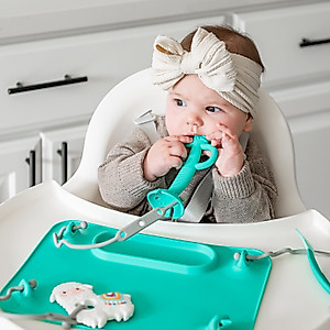 Busy Baby Teething Spoon - 2-in-1 Teether and Training Spoon for Self Feeding, Dishwasher Safe, BPA Free, Food Grade Silicone (Pewter)