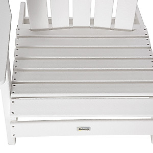 Outsunny Adirondack Chair with Cup Holder, All Weather Patio Chair HDPE Lounger, Fire Pit Seating High Back and Wide Seat for Outdoor, Backyard, Garden, Deck, Lawn, White