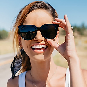 Blenders Eyewear Grove – Polarized Sunglasses – Butterfly Frames with Acetate Temples – 100% UV Protection – For Women – Midnight Drama