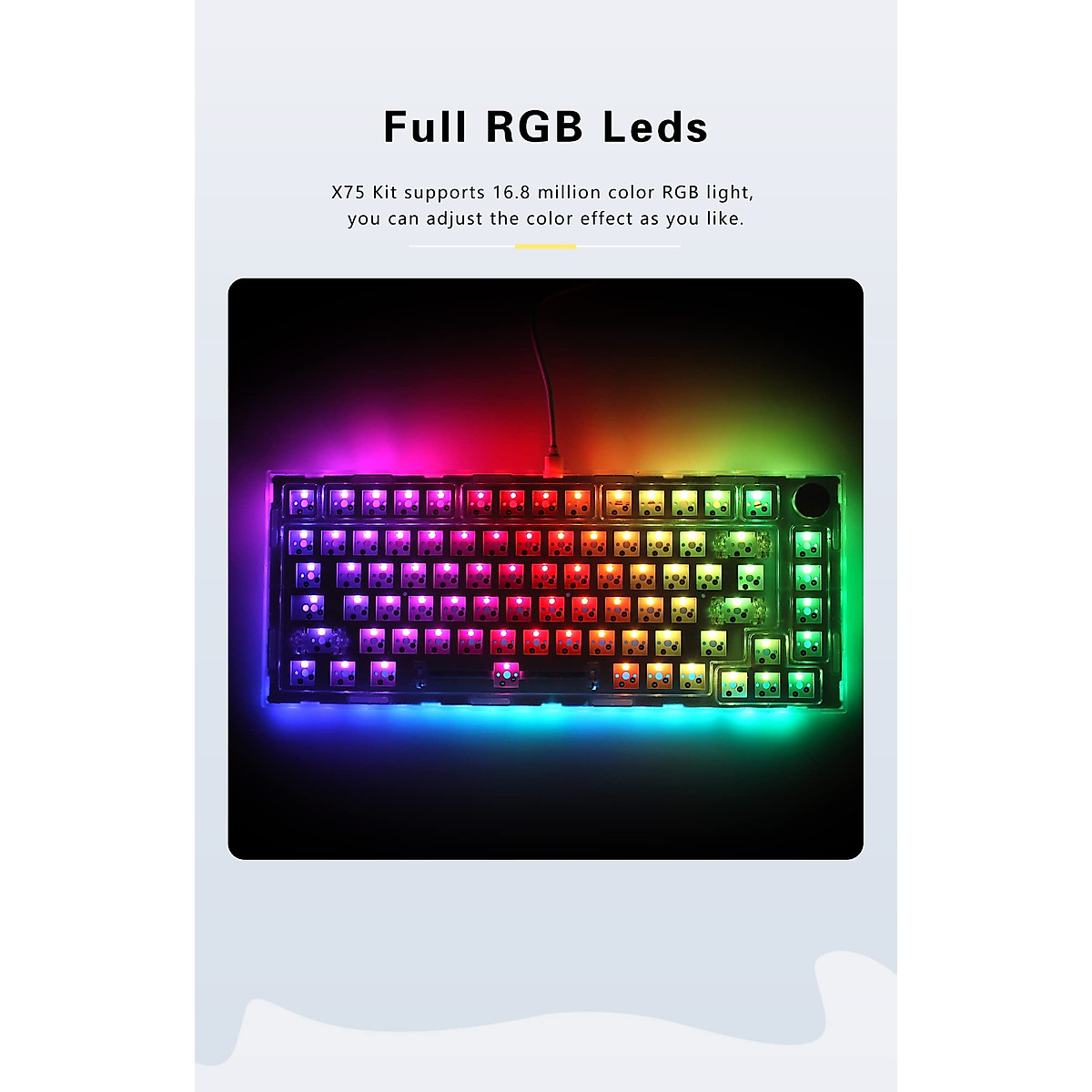 KPREPUBLIC NextTime X75 75% Gasket Mechanical Keyboard kit PCB Hot Swappable Switch Lighting effects RGB switch led type c Next Time 75 (X75 White Barebone Kit x1)