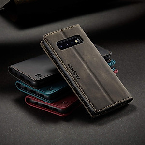 TOHULLE for Samsung Galaxy S10 Plus Case, Vintage Wallet Case Card Holder Kickstand Built-in Magnetic Flip Folio Leather Case for Galaxy S10 Plus - Red