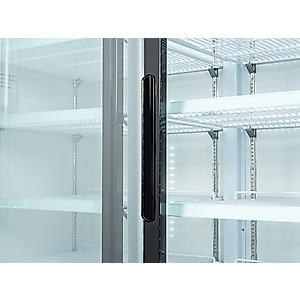 KoolMore MDR-2D-GSLD Commercial Glass 2 Door Display Refrigerator Merchandiser - Upright Beverage Cooler with LED Lighting - 45 Cu. Ft., Black