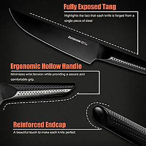 Astercook Chef Knife, 8 Inch Pro Kitchen Knife Dishwasher Safe, High Carbon German Stainless Steel Chef's Knives with Ergonomic Handle, Elegant Black, Best Gifts