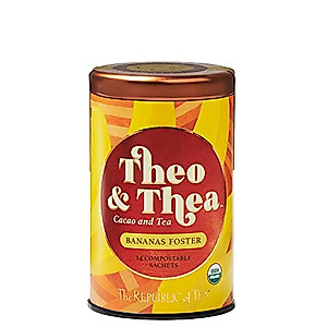 The Republic of Tea - Theo and Thea Bananas Foster Full-Leaf Black Tea, 14 Pyramid Sachets, Low Caffeine