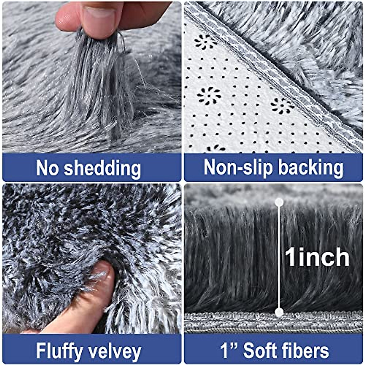 evizen Area Rug 8x10 for Living Room Bedroom, Rug Fluffy Super Soft Shaggy Rugs Washable Durable Living Room Rugs, Plush Rug for Room Decor, Drak Grey