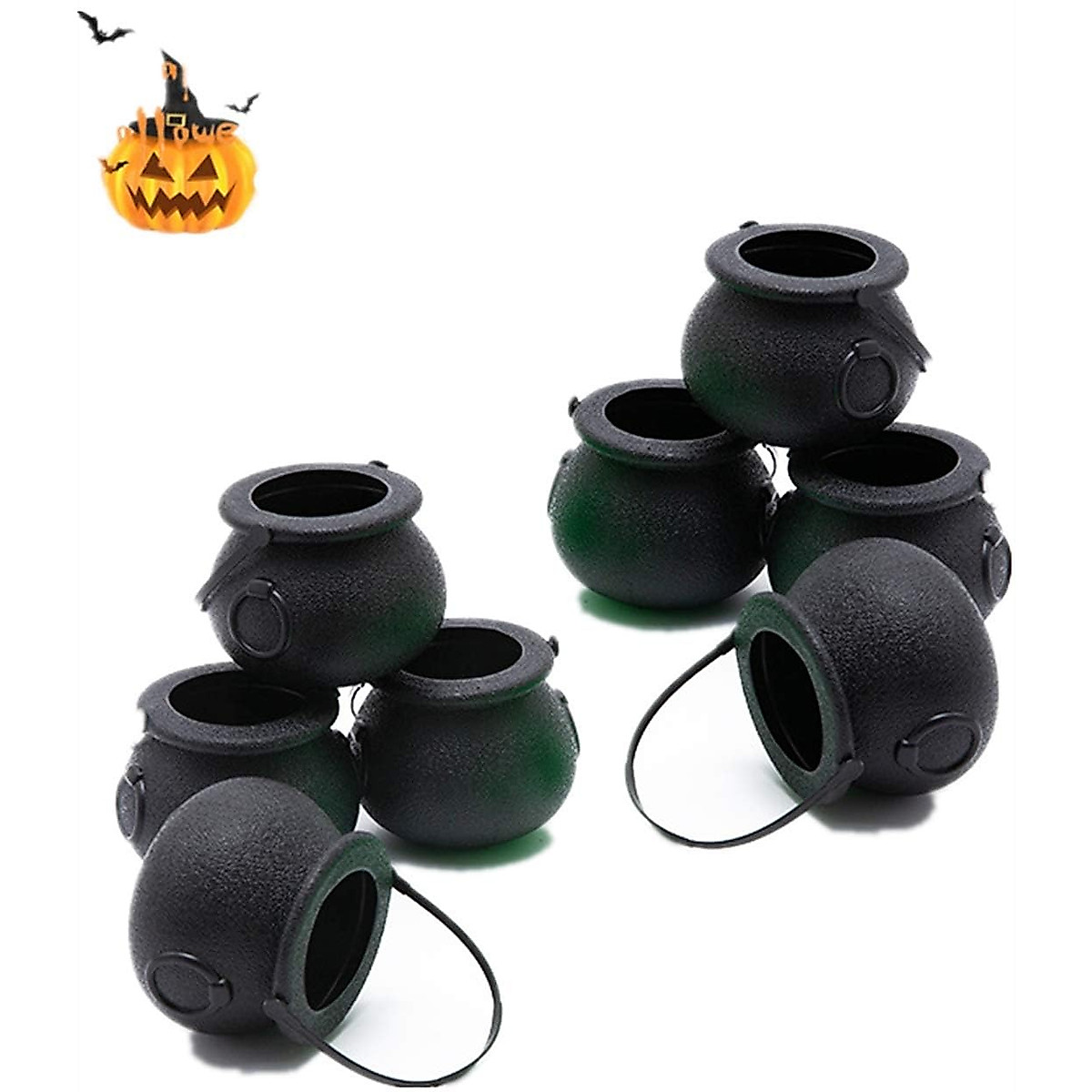 24 PCS Candy Kettle Black Novelty Cauldron Kettles with Handle for Halloween Trick or Treat Party Favors Mini Black Witch Cauldron