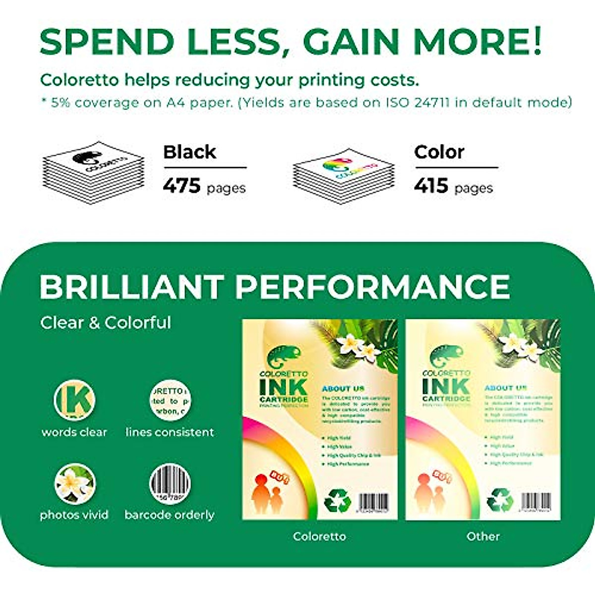COLORETTO Remanufactured Printer Ink Cartridge Replacement for HP 21XL 22XL for HP Officejet 4315 J3680,Deskjet 3915 3930 D1341 D1420 D1520 D1560 (1 Black+1 Color) Combo Pack