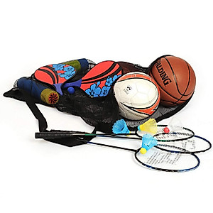 Extra Large Mesh Ball Bag Waterproof Equipment Duffel Bag Heavy Duty Net Ball Shoulder Bag Basketball Volleyball Soccer Rug Ball Football Carrying Bag Tote Storage Sack with Drawstring for 10-15 Balls