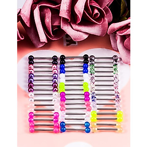 Cisyozi 16G Nipple Tongue Rings for Women Glow Drak Flexible Plastic Straight Stainless Surgucal Steel Tongue Nipple Barbell Bar Ring Nipplerings Shield Rings Retainer Piercing Jewelry Women Men 14mm