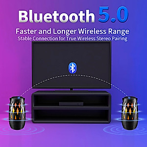 2-Pack Outdoor Bluetooth Speakers, Gifts for Women, Men, Fathers - Portable LED Flame Speaker, IPX5 Waterproof Patio Wireless Speakers with Torch Atmosphere for Yard Party, Camping, Garden