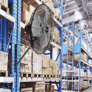 KEN BROWN 20 Inch Industrial Oscillating Wall Mount Fan 5500CFM,Heavy Duty,High Velocity,3- Speed,Black