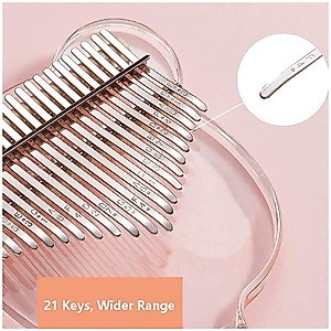 FUNLLY Kalimba Thumb Piano 21 Keys Clear, Crystal Acrylic Cute Bear Mbira Musical Instruments Kit with Engraved Notes Eva Bag Study Instruction, Gifts For Kids Adults