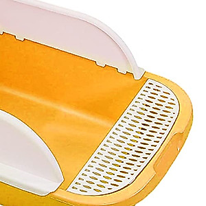 ＫＬＫＣＭＳ Cat Litter Box with Scooper Detachable Tall Cat Litter Box with Frame Cat Litter Pan Kitten Litter Pan Kitty Litter Tray Kitty Litter Pan, Yellow, Large