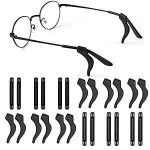 24PCS Eyeglasses Ear Grips, Anti Slip Elastic Comfort Glasses Retainers For Spectacle Sunglasses Reading Glasses Eyewear, Eyeglass Ear Hook, Sport Black YJG Yjg01