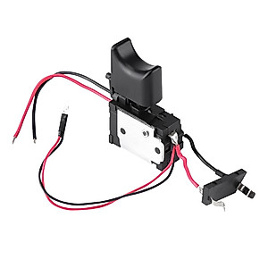 Electric Drill Switch, 7.2 V - 24 V Electric Power Tool, Lithium Battery Cordless Replacement Drill Speed Control Trigger Switch with Small Light Black Plastic and Metal