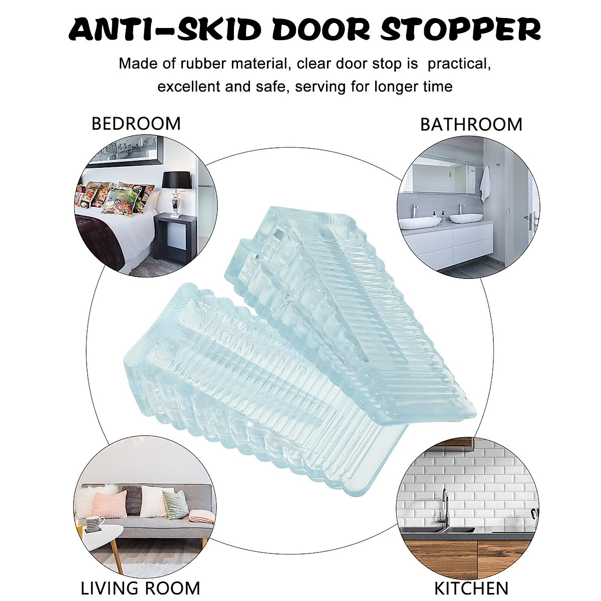 4 Pcs Clear Door Stop Rubber Door Stop Wedge Anti-Slip Rubber Door Stop Transparent Door Stop Clear Rubber Door Stop Rubber Door Stopper Wedge Non-Slip Rubber Door Stop Door Wedge