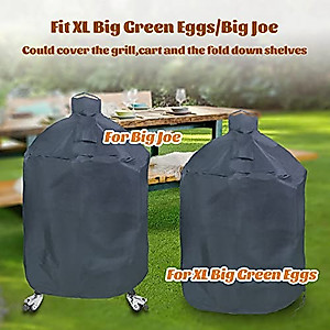 Cover for Extra Large for Big Green Egg,Weather Resistant Grill Cover fit Kamado Big Joe Accessories(34" L x 48" H,Grey)