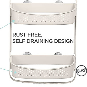 Bath Bliss 2 Way Convertible Bathroom Shower Caddy | Adjustable Mounting Arms | Loofah & Razor Hooks | Storage & Organization | Rust Resistant | Large and Small Bottles | Cashmere