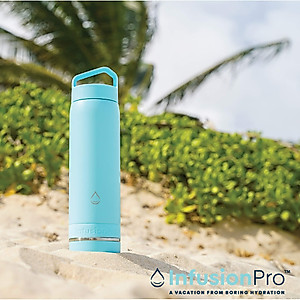 Infusion Pro Fruit Infuser Water Bottle Vacuum Insulated (20 oz) Stainless Steel : Fruit Infusion Recipe eBook : Bottom Loading Water Infuser for More Flavor : Easy Cleaning : Great Gift Water Bottle