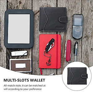 Amosfun Button Wallets for Men snap Wallet with Zipper Coin Pocket Mens Leather- Mens Wallet Buckle Stitching Wallet Coin- Purse Storage Bag (Black)