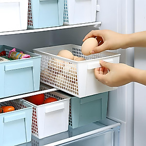 Awekris Plastic Storage Baskets, 6 Pack Small Pantry Organizer Bins Sturdy Storage Box Baskets for Home, Fridge, Freezer Organizer