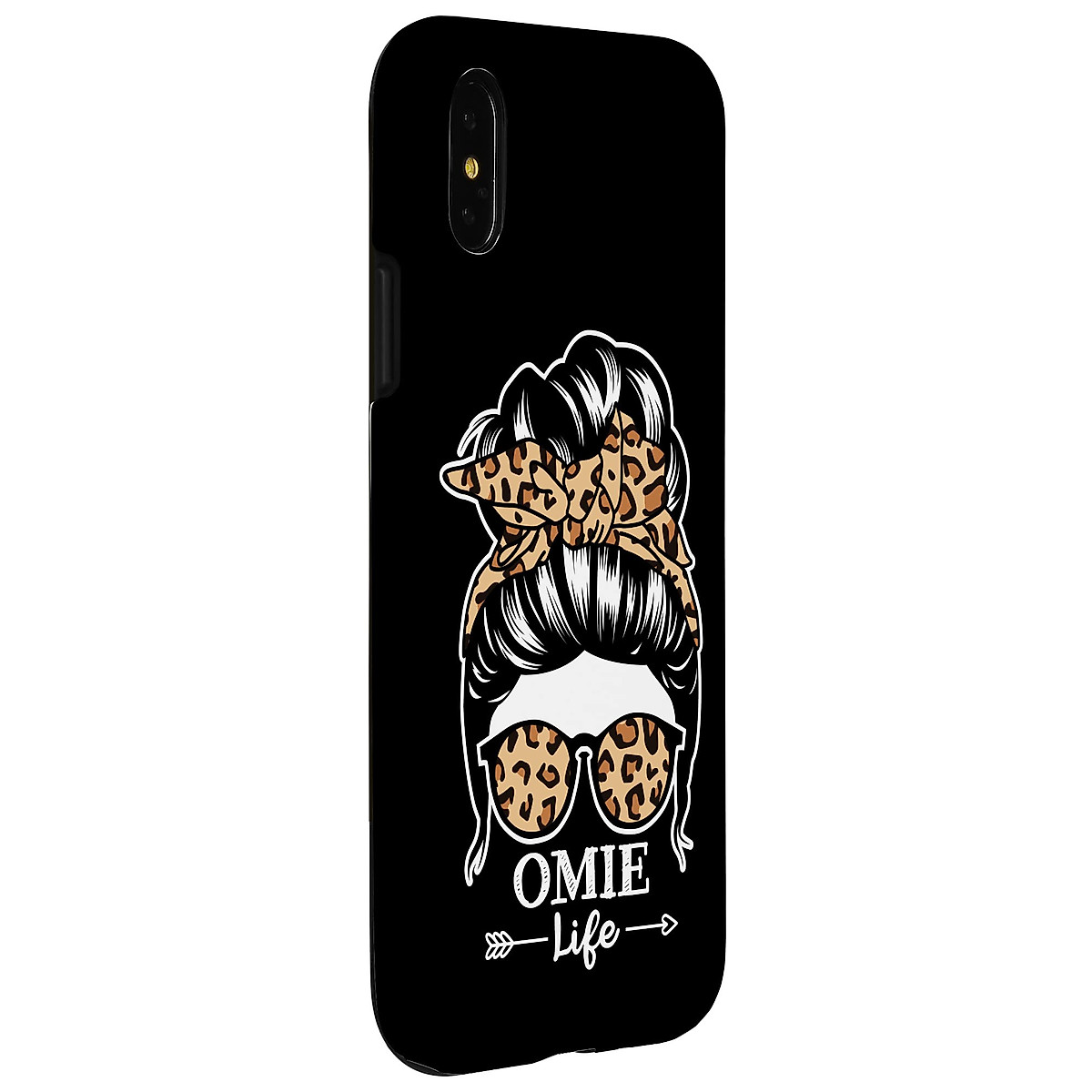 iPhone X/XS Omie Life Messy Bun Hair Funny Omie Leopard Case