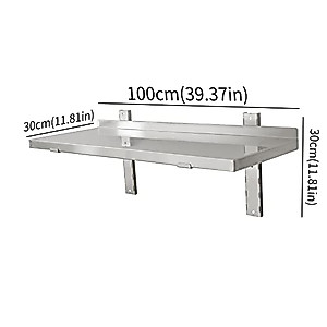 DULNICE Stainless Steel Wall Shelf Commercial Wall Mount Floating Shelving (39.4" x 12.6")