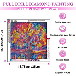 DIYCYCY Tree of Life Diamond Painting Kits for Adults,Full Drill Diamond Art Kits for Beginners,Round 5D DIY Diamond Dots Paintings, Diamonds Pictures Gem Art and Crafts Home Decor 13.78x13.78 inch