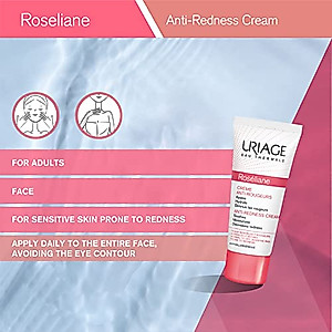 Uriage Roseliane Anti-Redness Face Cream 1.35 fl.oz. | Hydrating Moisturizer for Sensitive Skin Prone to Redness | Inhibits the Key Factors that Cause Rosacea, Soothes and Decrease Redness