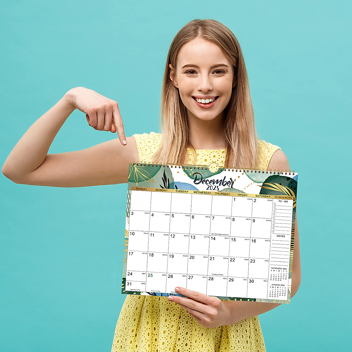 2023-2024 Calendar - July 2023 - Dec 2024, 11.6'' × 14.8'', Monthly Calendar 2023-2024, Spiral Bound, Hanging Hook, Premium Paper, Large Grids, Julian Dates