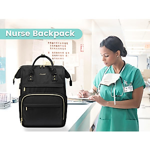 LOVEVOOK Extra Large Travel Laptop Backpack Women, 18 Inch Womens Work Backpack Purse, Waterproof Anti-theft Travel Back Pack with USB Charging Port for College Teacher Nurse, Black