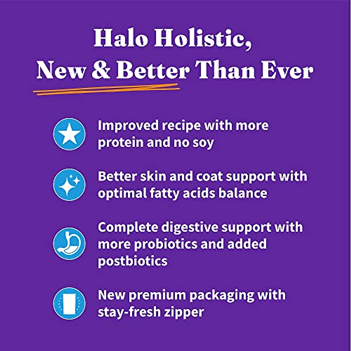Halo Holistic Cat Food Dry, Wild-caught Whitefish Recipe for Sensitive Stomach Support, Complete Digestive Health, Dry Cat Food Bag, Sensitive Stomach Formula, 6-lb Bag