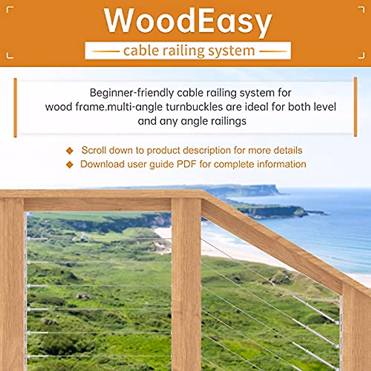 Muzata 30 90 Degree Angle Drill Guide Cable Railing Kit Stair Visible Drilling Template Drill Jig 4 Sizes for Straight and Angled Hole Lag Screw for Wood Post CT09,CT1