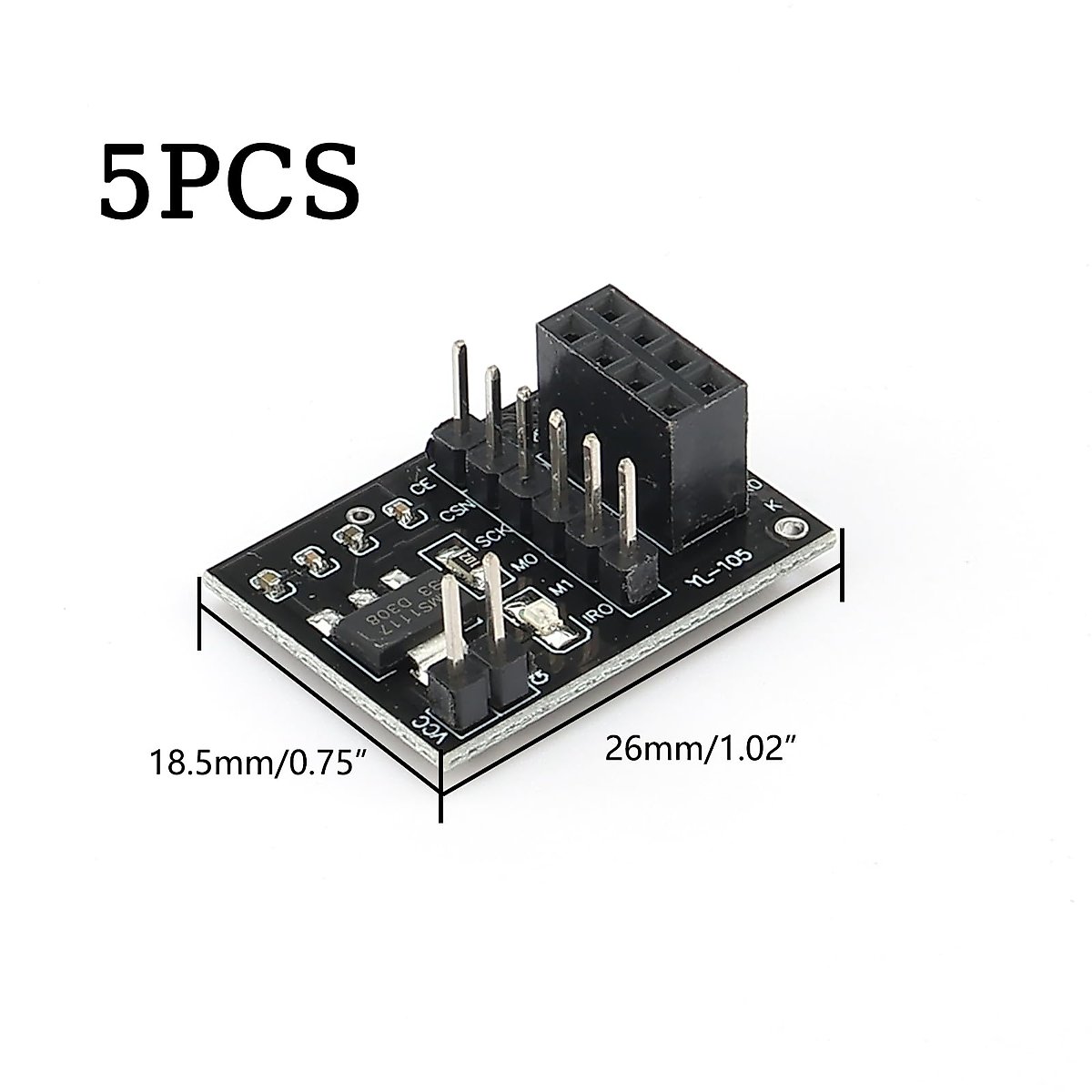 Black Socket Adapter Board for 8PIN NRF24L01 Wireless Module Pack of 5