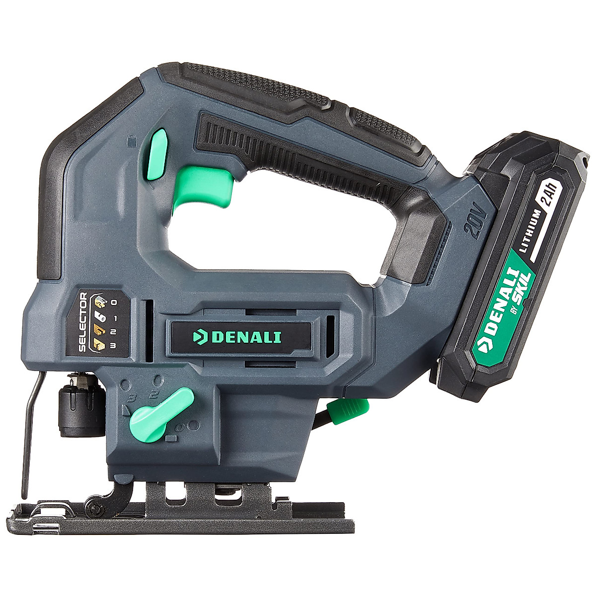 Amazon Brand - Denali by SKIL 20V Cordless Jig Saw Kit with 2.0Ah Lithium Battery and 2.4A Charger, Blue